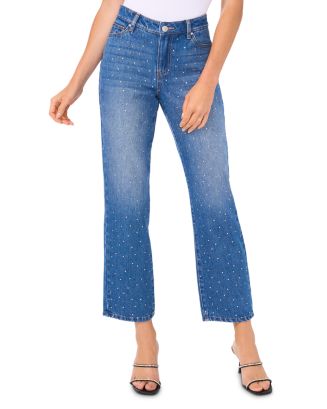CeCe High Rise Straight Leg Jeans in Mid Indigo | Bloomingdale's Women