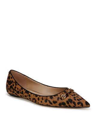Sam Edelman Womens Nori Pointed Toe Leopard Print Calf Hair Flats