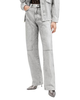 ALLSAINTS Mia Carpenter High Rise Jeans in Coated Silver | Bloomingdale's