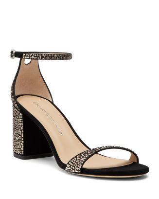 Stuart Weitzman Women's Nudist Shine Block 75 Sandals | Bloomingdale's