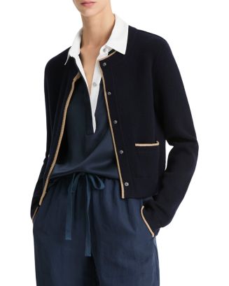 Vince Contrast Tipped Snap Front Cardigan | Bloomingdale's