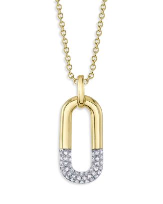 Shy Creation 14K Gold Kate Diamond Link Pendant Necklace, 15"-18 ...