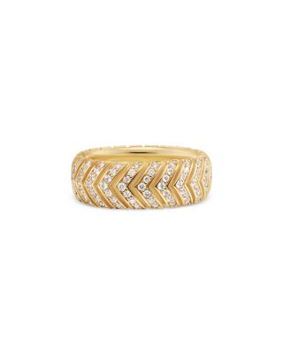 Click here for Mens Chevron Band Ring in 18K Yellow Gold with Dia... prices