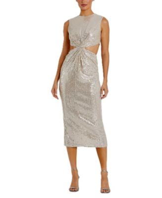 Mac Duggal Sequin Front Twist Cut Out Column Dress | Bloomingdale's
