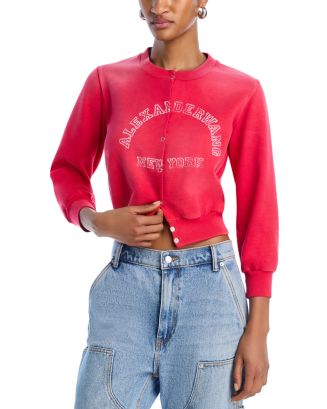 alexanderwang Shrunken Snap Front Sweatshirt | Bloomingdale's