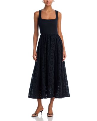 PAIGE Morel Mixed Media Midi Dress | Bloomingdale's