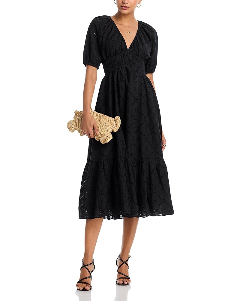 Click here for Aqua Eyelet V Neck Midi Dress - Exclusive prices