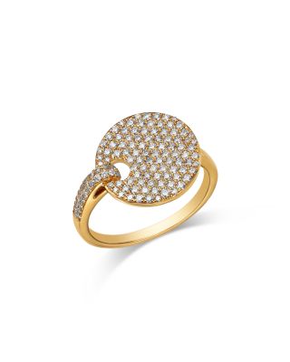 Bloomingdales Fine Collection Pave Diamond Disc Ring in 14K Yellow Gold  0.7 tcw