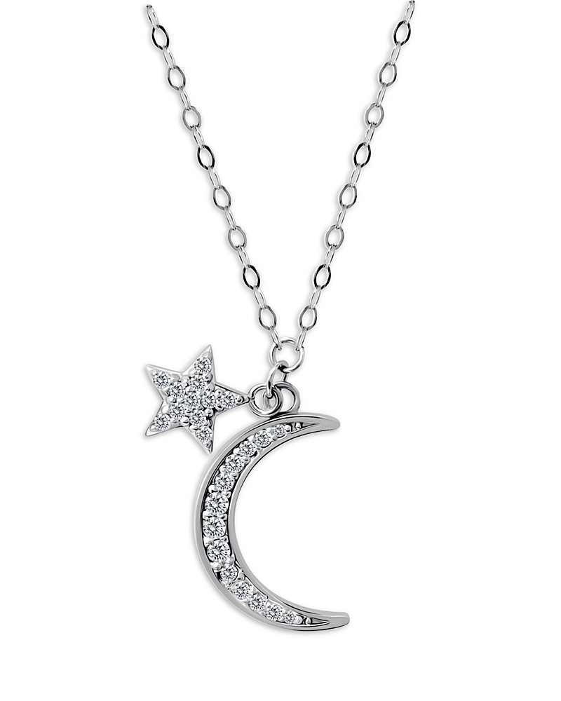 Click here for Aqua Pave Cubic Zirconia Moon & Star Charm Necklac... prices