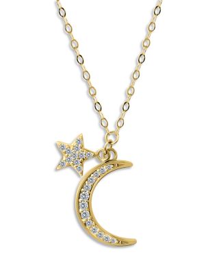 Click here for Aqua Pave Cubic Zirconia Moon & Star Charm Necklac... prices