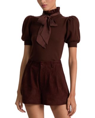 Click here for Alice and Olivia Chase Puff Sleeve Ruffle Neck Swe... prices