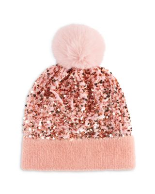 Click here for Surell Girls Knit Sequin Beanie Hat With Faux Fur... prices