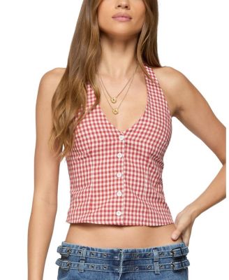 Click here for Edikted Evan Gingham Button Up Halter Top prices