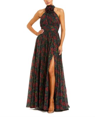 Click here for Mac Duggal Floral Chiffon 3D Flower High Neck Even... prices