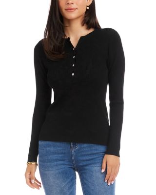Click here for Karen Kane Henley Ribbed Knit Sweater prices