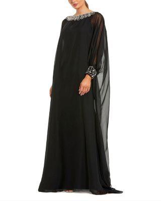 Click here for Mac Duggal Chiffon Long Sleeve Kaftan Gown with Be... prices