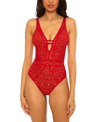 Click here for Becca by Rebecca Virtue Crochet Plunge One Piece S... prices