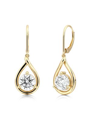 Click here for Vrai Pear Silhouette Earring in 14K Gold  1.5ctw R... prices