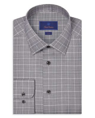 Click here for David Donahue Trim Fit Twill Glen Check Dress Shir... prices