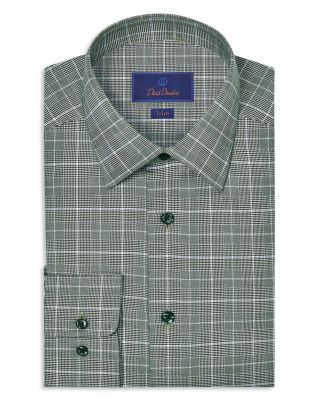 Click here for David Donahue Trim Fit Twill Glen Check Dress Shir... prices