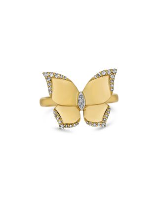 Click here for Piranesi 18K Yellow Gold Butterfly Diamond Oro Rin... prices
