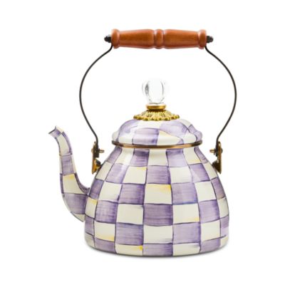 Click here for MacKenzie-Childs Violet Check 2 Quart Tea Kettle prices