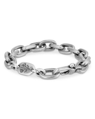 John Varvatos Mens Sterling Silver Artisan Oval Link 25th Anniversary Chain Bracelet