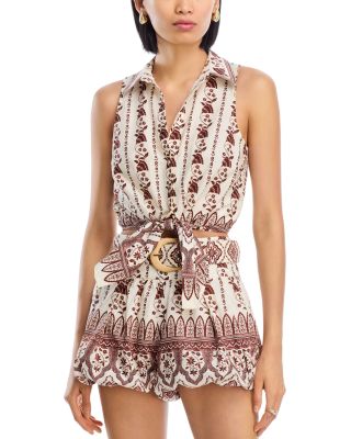 Click here for Cara Cara Highland Cotton Tie Front Top prices