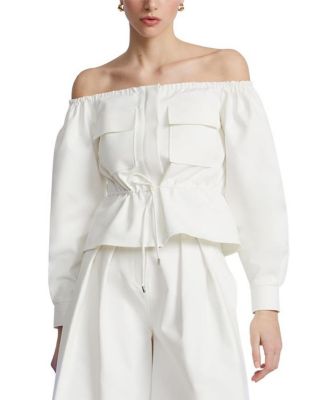 Click here for Bcbgmaxazria Off Shoulder Drawstring Top prices