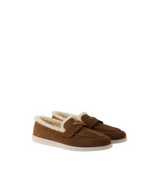 Click here for Prada Womens Suede and Shearling Loafers prices