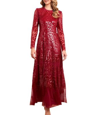 Click here for Needle & Thread Aurora Long Sleeve Round Neck Gown prices