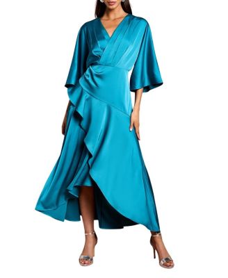 Click here for Coast Satin Crepe Ruffle Wrap Midi Dress prices