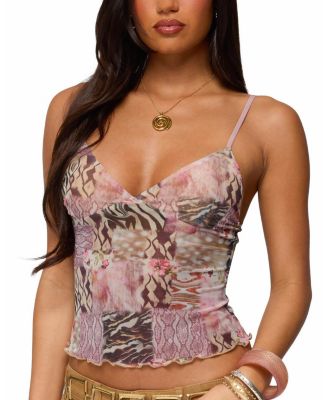 Click here for Edikted Mixed Animal Print Mesh Tank Top prices