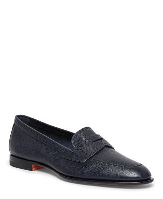 Click here for Santoni Womens Tumbled Leather Penny Loafer prices