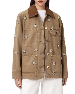 Click here for Allsaints Bex Embellished Denim Jacket prices