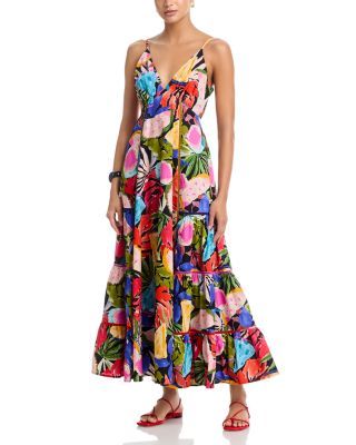 Click here for Aqua Fruit Floral Contrast Ric Rac Maxi Dress - Ex... prices