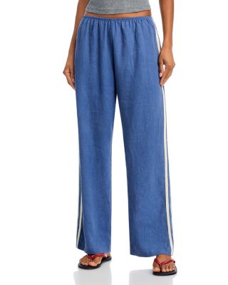 Click here for Donni The Linen Crop Racer Stripe Pants prices