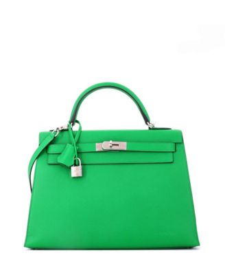 Click here for Pre-Owned HERMES Kelly 32 Handbag Green Epsom with... prices