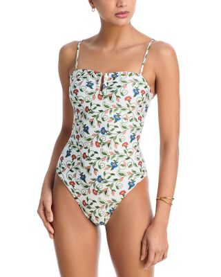 Click here for Farm Rio Flora Tile Bandeau One Piece Swimsuit prices
