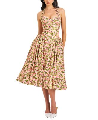 Click here for Miss Circle Niya Floral Print Linen Halter Corset... prices
