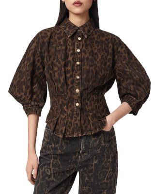 Click here for Allsaints Nancy Denim Shirt in Leppo Brown prices