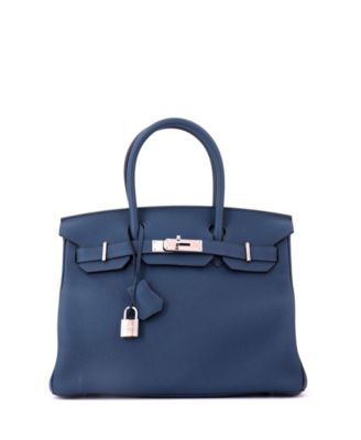 Click here for Pre-Owned HERMES Birkin 30 Handbag Blue Togo with... prices