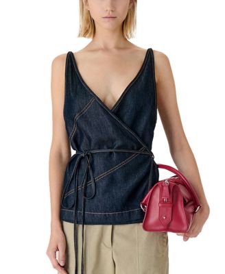 Click here for Iro Renata Denim Wrap Top prices