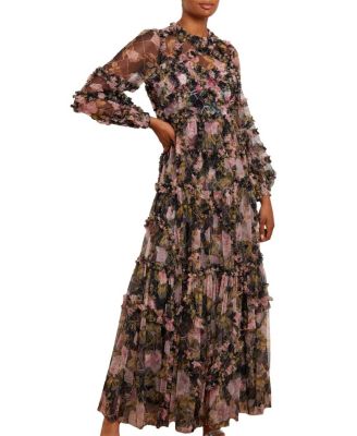 Click here for Needle & Thread English Rose Diamond Ruffle Gown prices