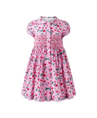 Click here for Rachel Riley Girls Smocked Button-Front Dress - Li... prices