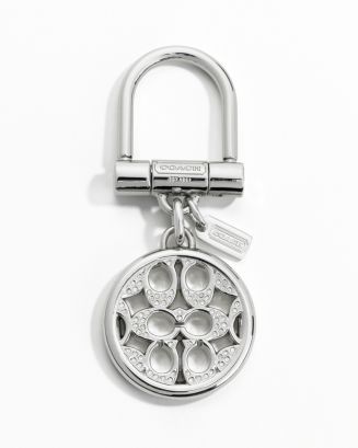 COACH Pierced Signature C Pave Key Ring | Bloomingdale's