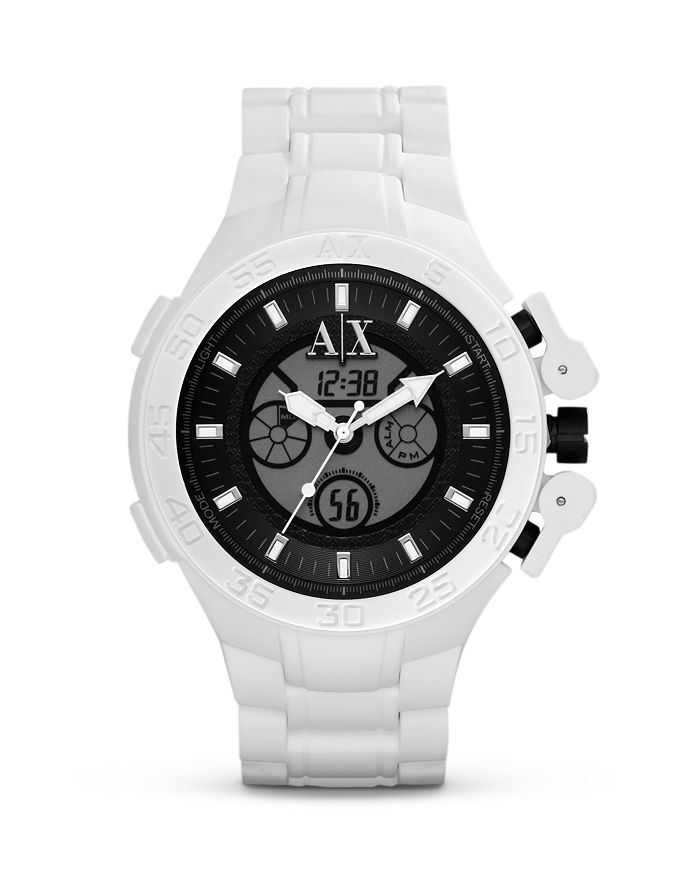 A|X Armani Exchange Armani Exchange White Matte Silicone Chronograph ...