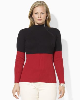 Ralph Lauren Plus Color Block Mockneck Top | Bloomingdale's