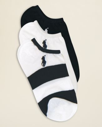 Ralph Lauren Girls' Rugby Stripe Ped Socks, 3 Pack - Sizes 4-11 ...