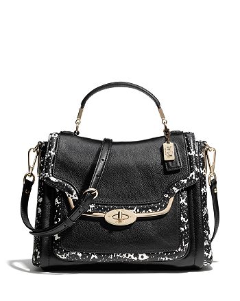 COACH Madison Small Sadie Flap Satchel in Two Tone Python Embossed ...